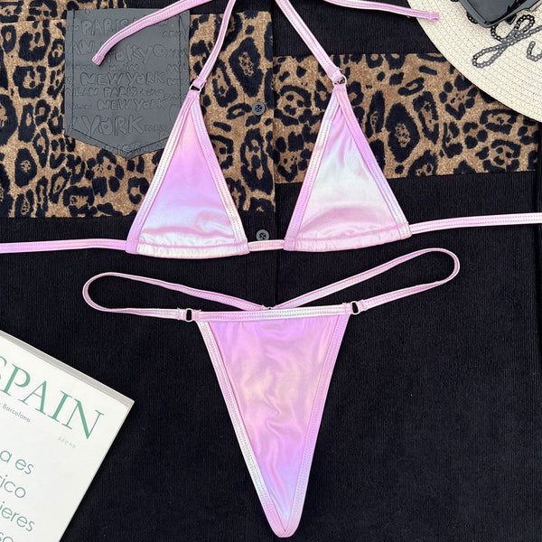Silky O Ring String Thong Slide Micro Triangle Brazilian Two Piece Bik Brazilian Bikini Swimsuits