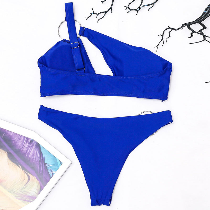 Asymmetric O Ring One Shoulder Cutout Cheeky Brazilian Two Piece Bikin